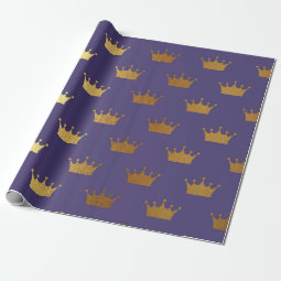 Gold Royal Purple Plum King Crown Heraldic Prince Wrapping Paper | Zazzle