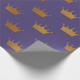 Gold Royal Purple Plum King Crown Heraldic Prince Wrapping Paper | Zazzle