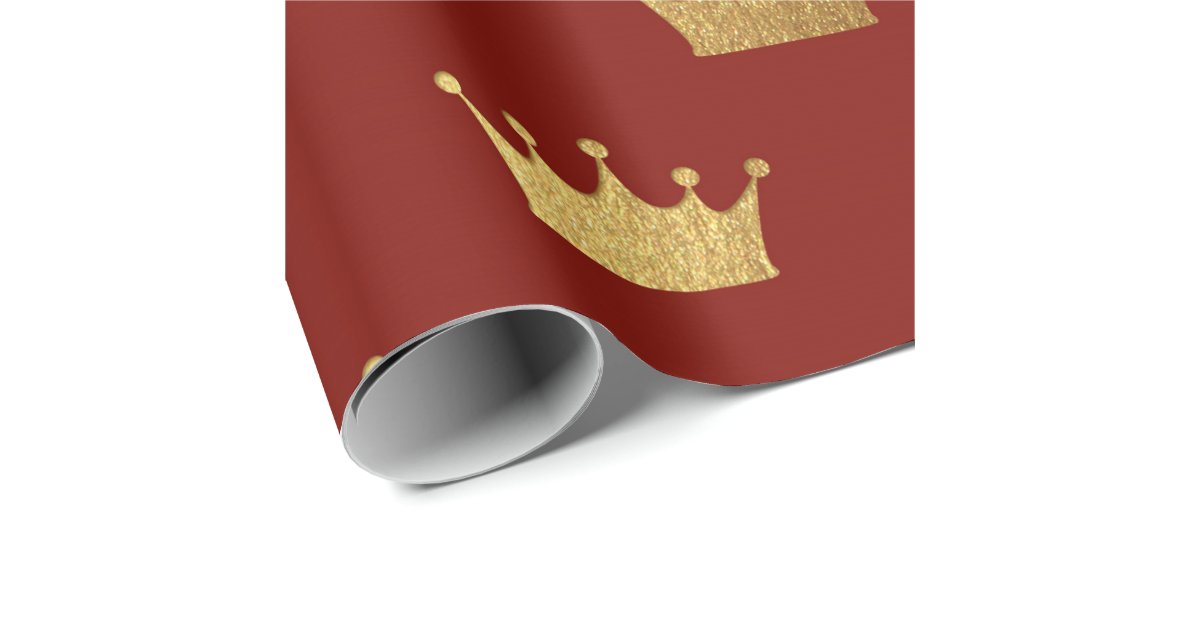 Gold Royal Red Burgundy King Crown Heraldic Prince Wrapping Paper | Zazzle
