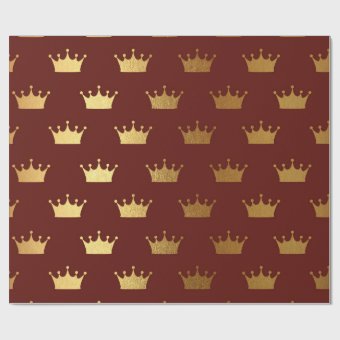 Gold Royal Red Maroon King Crown Heraldic Princess Wrapping Paper | Zazzle