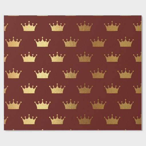 Gold Royal Red Maroon King Crown Heraldic Princess Wrapping Paper | Zazzle