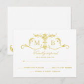 Gold RSVP postcards gold foil RSVP wedding set | Zazzle