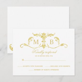Gold RSVP postcards gold foil RSVP wedding set | Zazzle