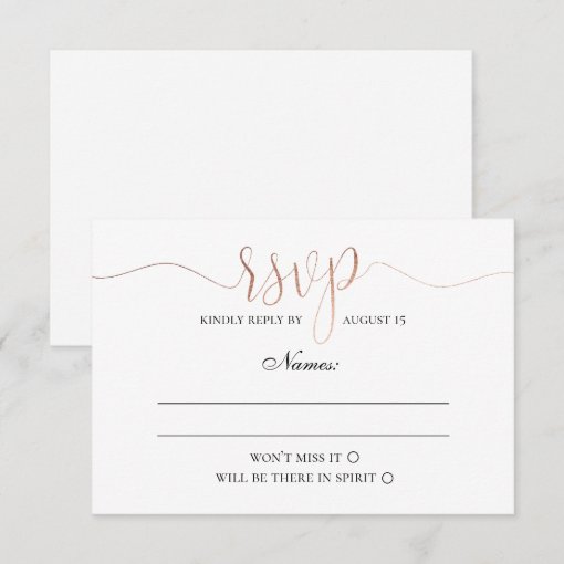 Gold rsvp. Simple modern wedding. Elegant minimal RSVP Card | Zazzle