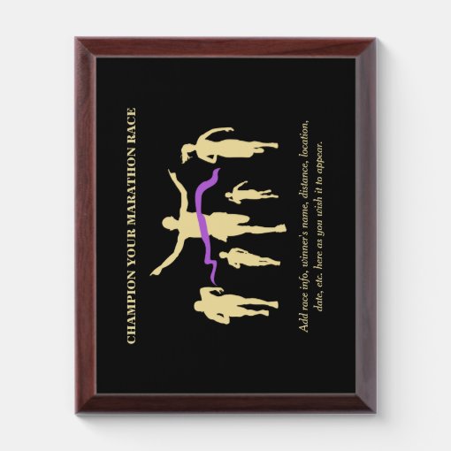 Gold Runner Marathon Champion Award Plaque | Zazzle