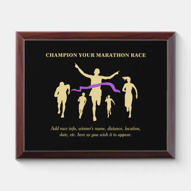 Gold Runner Marathon Champion Award Plaque | Zazzle