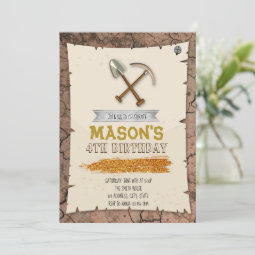 Gold rush party birthday invitation | Zazzle