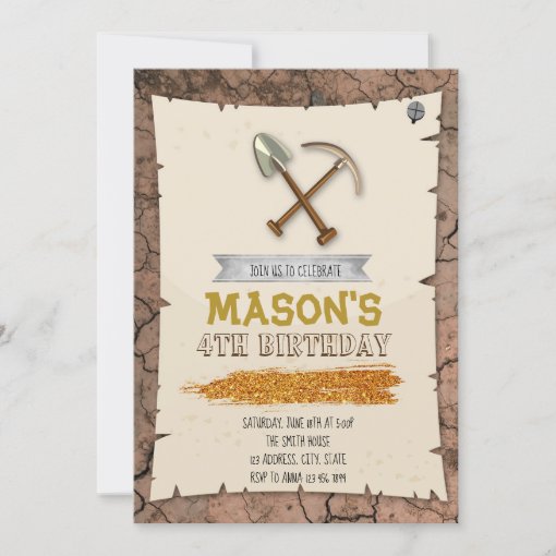 Gold rush party birthday invitation | Zazzle