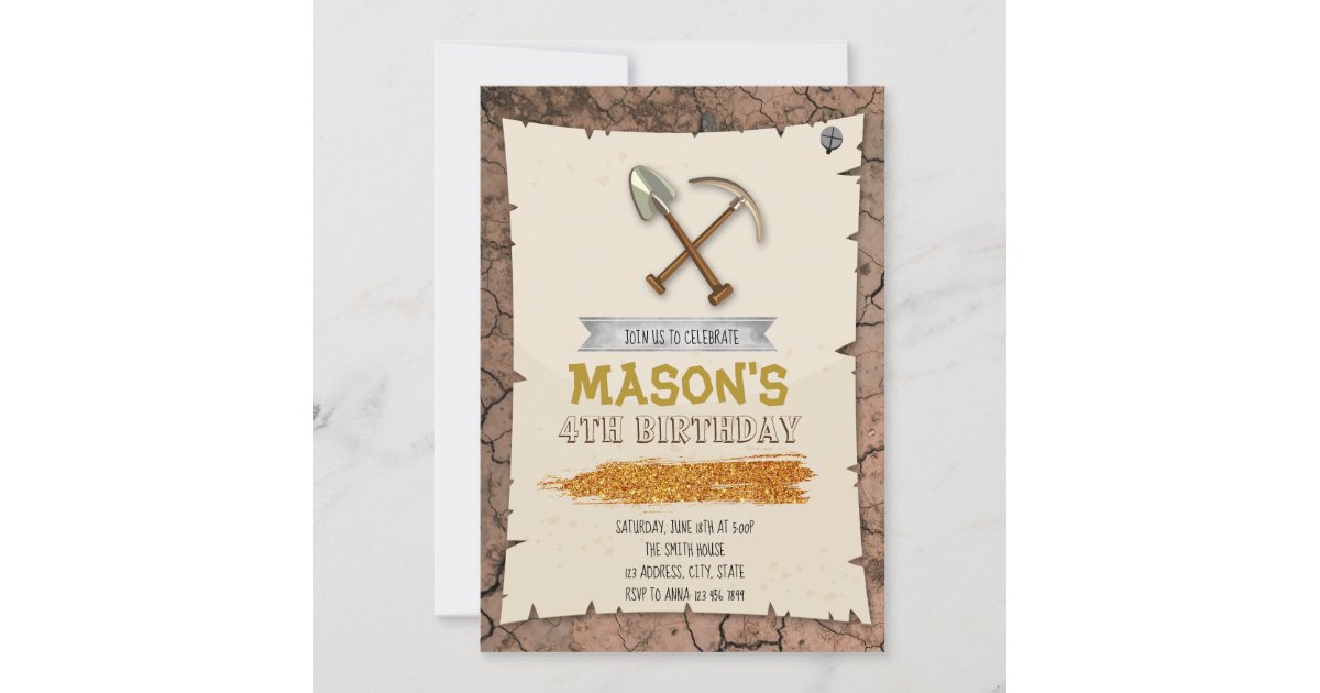 Gold rush party birthday invitation | Zazzle