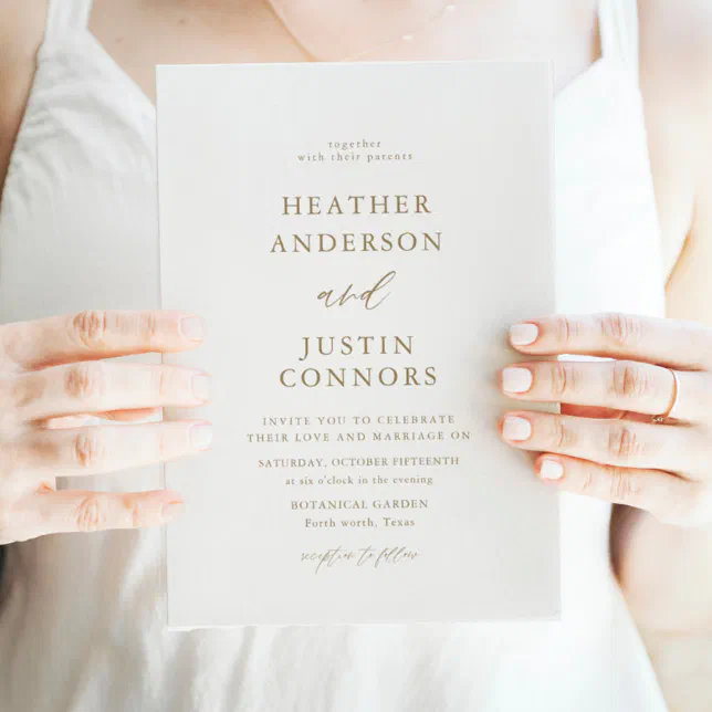Gold Rustic Elegant Classic Wedding Invitation | Zazzle