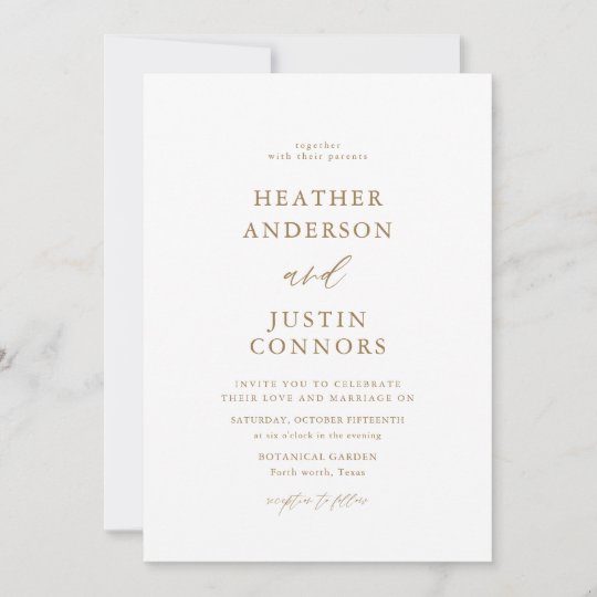 Gold Rustic Elegant Classic Wedding Invitation | Zazzle.com
