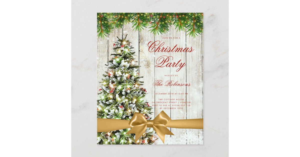 Gold Rustic Winter Christmas Tree Program Menu | Zazzle