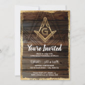 Gold Rustic Wood Masonic Invitations | Freemasonry | Zazzle