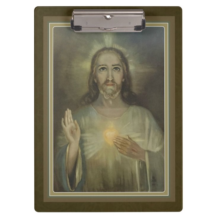 Gold Sacred Heart of Jesus Clipboard | Zazzle