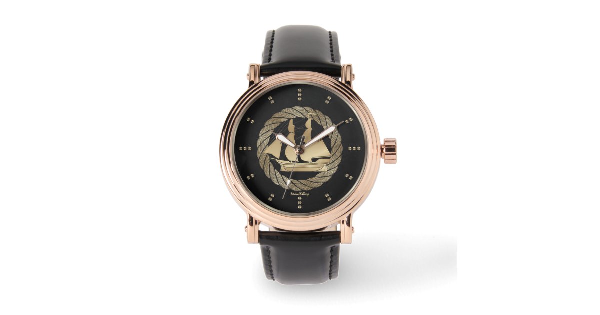 Gold Sailing Ship Watch | Zazzle
