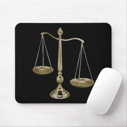 gold scales of justice mouse pad | Zazzle