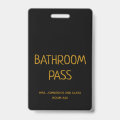 Gold Script Back To School Bathroom Hall Pass Badge | Zazzle