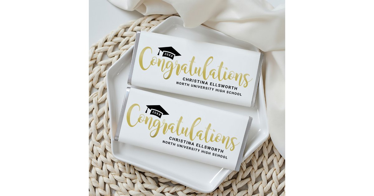 Gold Script Congratulations Graduate Hershey Bar Favors | Zazzle