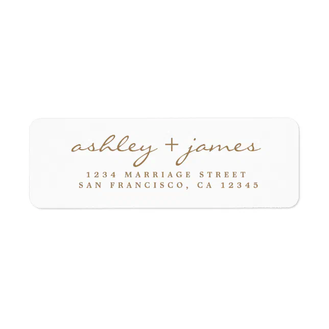 Gold Script Elegant Wedding Return Address Label | Zazzle