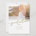 Gold Script Graduation Photo Party Invitation | Zazzle