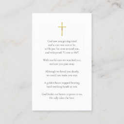 Gold Script Photo Funeral Memorial Prayer Cards | Zazzle