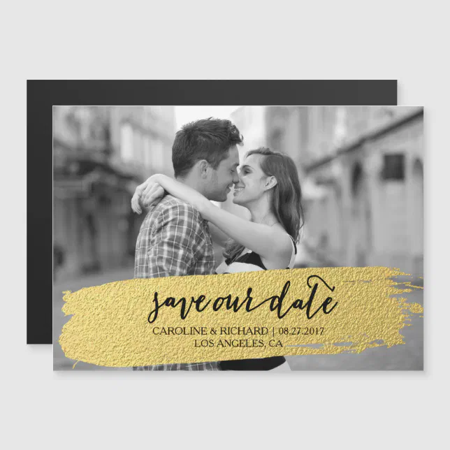 Gold Script Save the Date Magnet Invitations | Zazzle