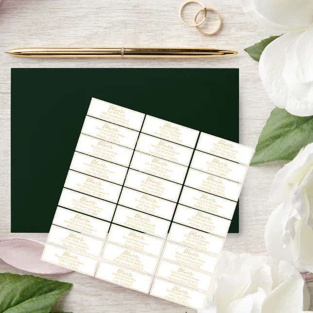 Gold Script Wedding Guest Address Labels | Zazzle