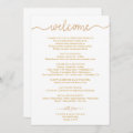 Gold Script Wedding Itinerary - Wedding Welcome Program | Zazzle