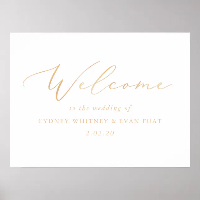 Gold Script Welcome Wedding Sign | Zazzle