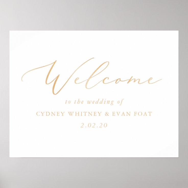 Gold Script Welcome Wedding Sign | Zazzle
