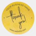 Gold Scripted Business Thank You Classic Round Sticker | Zazzle