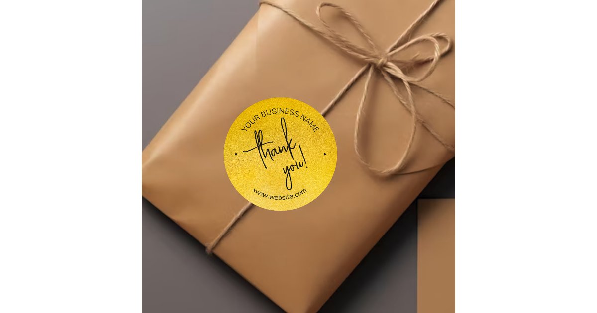 Gold Scripted Business Thank You Classic Round Sticker | Zazzle