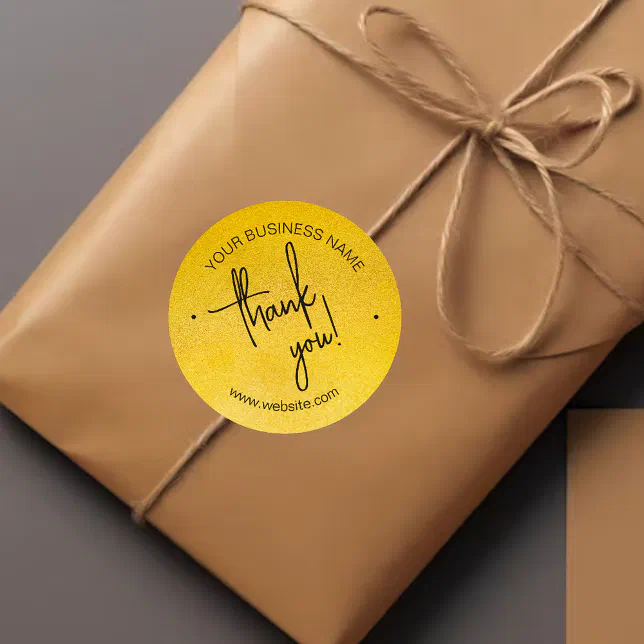 Gold Scripted Business Thank You Classic Round Sticker | Zazzle