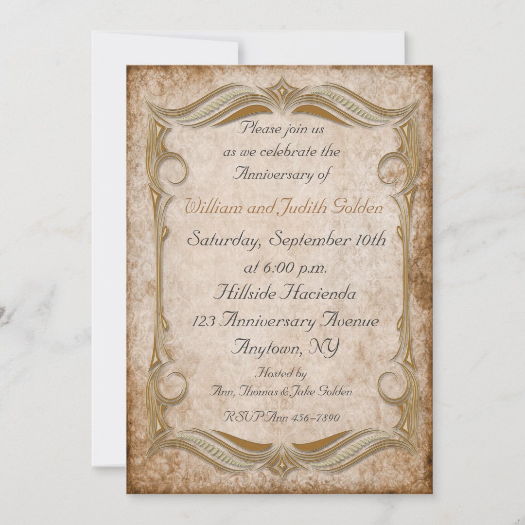 Gold Scroll Frame Invitation | Zazzle