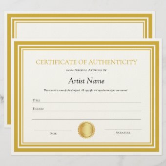 Gold Seal Certificate of Authenticity Template Letterhead | Zazzle