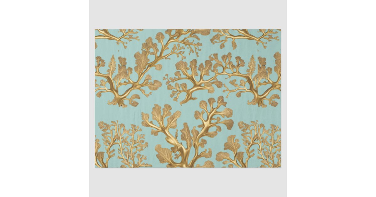 Gold Seaweed on Seafoam Green Tissue Paper | Zazzle