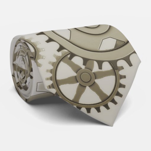 Gold, sepia steampunk cosplay, clock gears pattern neck tie | Zazzle