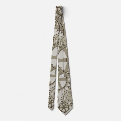 Gold, sepia steampunk cosplay, clock gears pattern neck tie | Zazzle