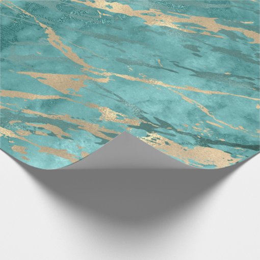 Gold Sepia Tiffany Marble Sone Metallic Strokes Wrapping Paper | Zazzle