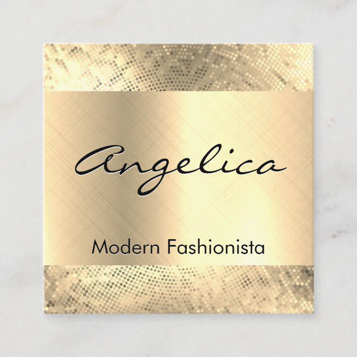 Gold Sequin Pattern | Gold Metallic Background Square Business Card ...