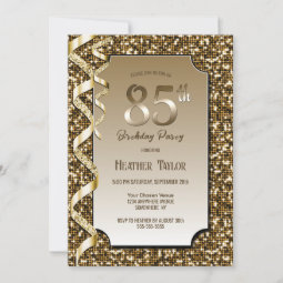 Gold Sequins 85th Birthday Party Invitation | Zazzle