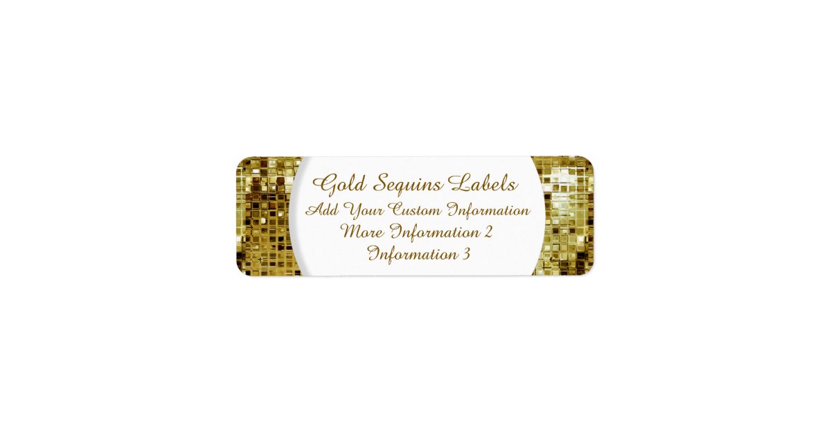 Gold Sequins Return Address Labels | Zazzle