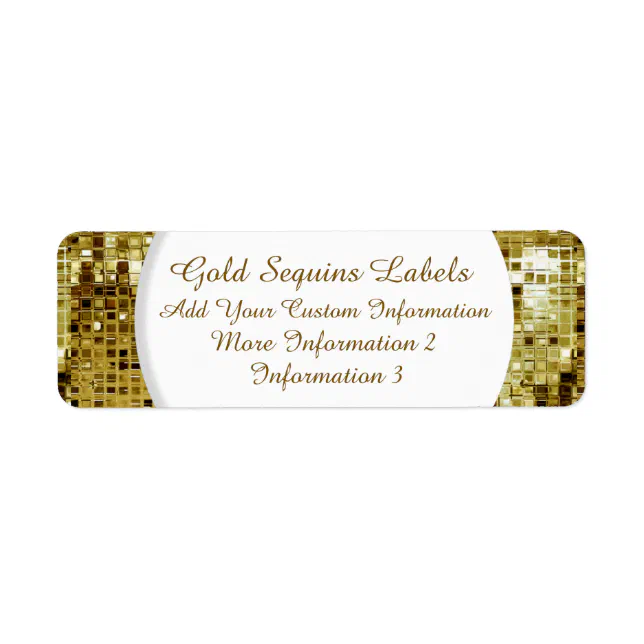 Gold Sequins Return Address Labels | Zazzle