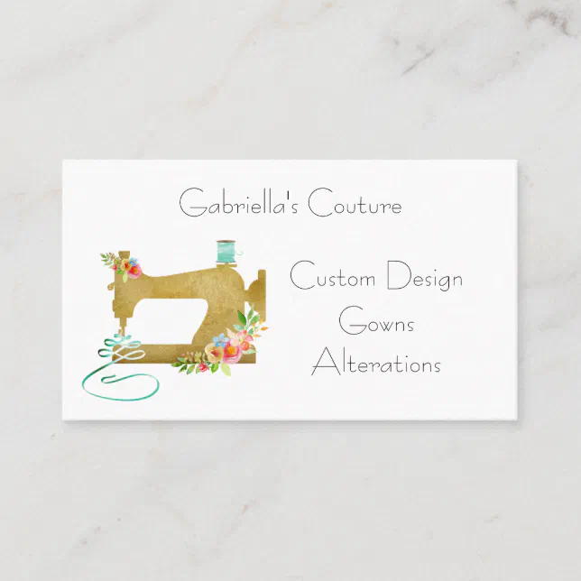 Gold Sewing Machine Sewing Business Card | Zazzle