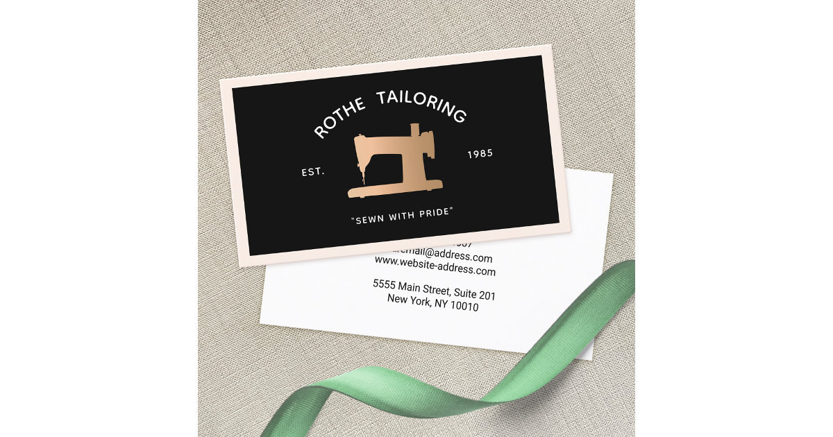 Gold Sewing Machine Tailor or Seamstress Black Calling Card | Zazzle