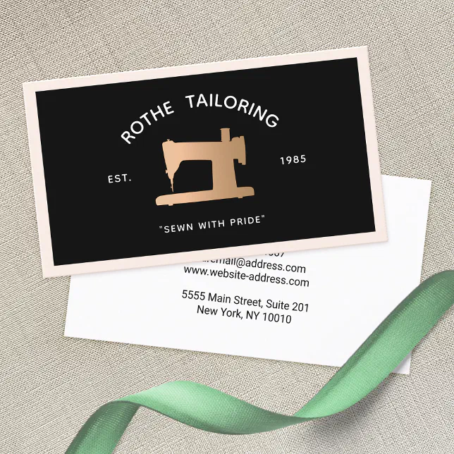 Gold Sewing Machine Tailor or Seamstress Black Calling Card | Zazzle
