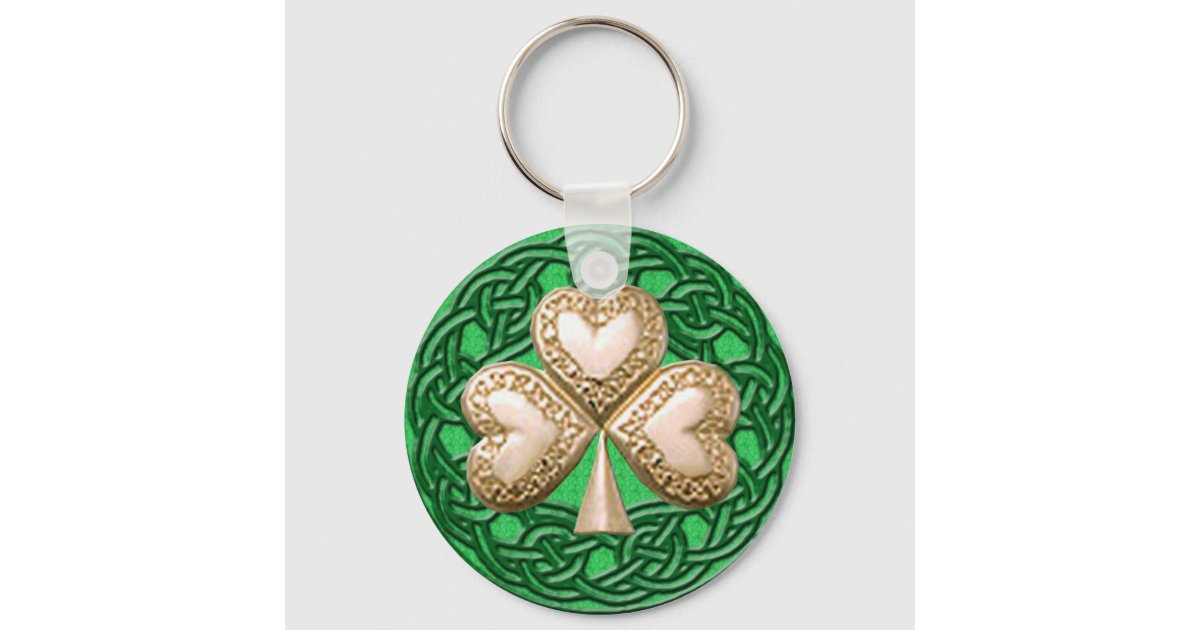 Gold Shamrock On Celtic Knots Key Chain | Zazzle