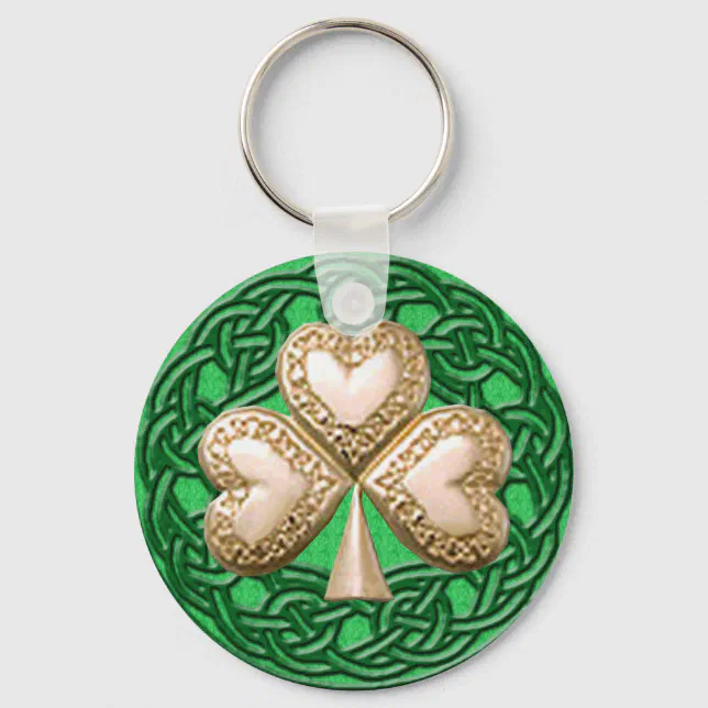 Gold Shamrock On Celtic Knots Key Chain | Zazzle