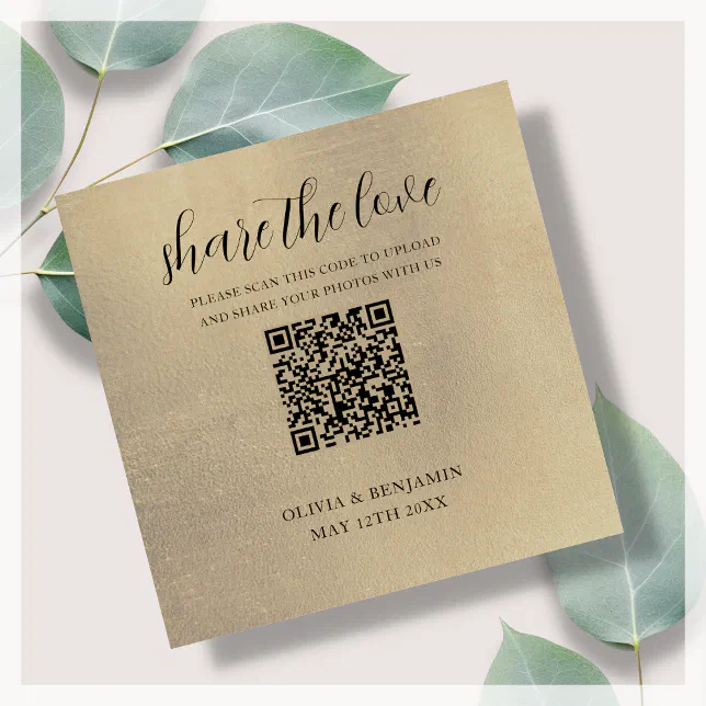 Gold | Share The Love QR Code Enclosure Card | Zazzle
