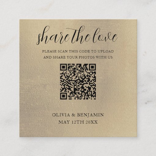 Gold | Share The Love QR Code Enclosure Card | Zazzle